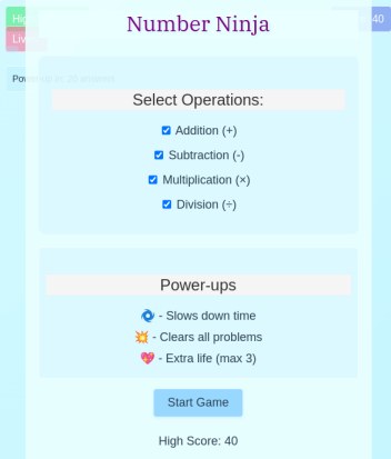 Arithmetic game