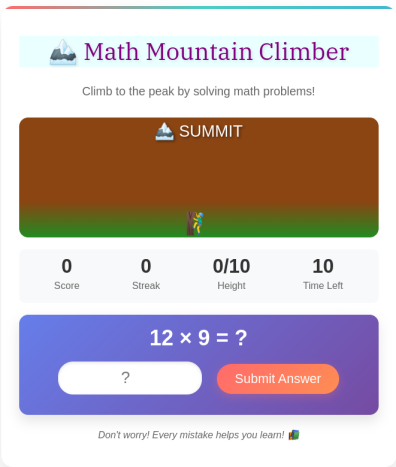 Math Mountain Climber